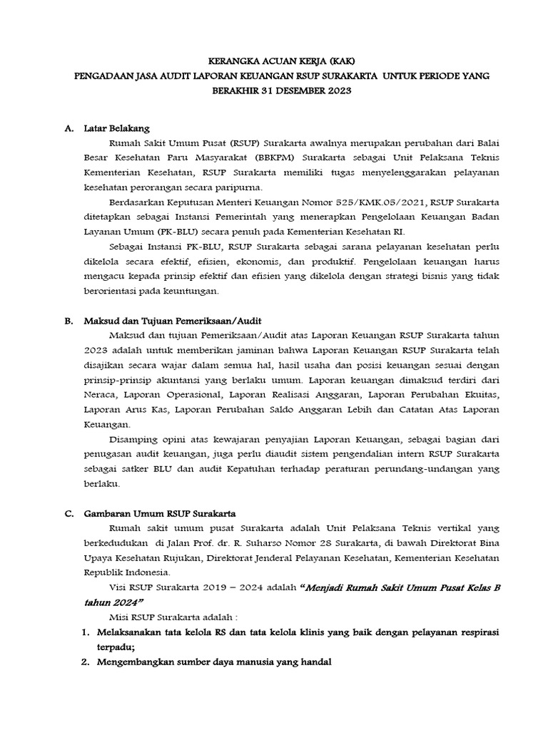 Audit Laporan Keuangan RSUP Surakarta 2023 | PDF | Bisnis