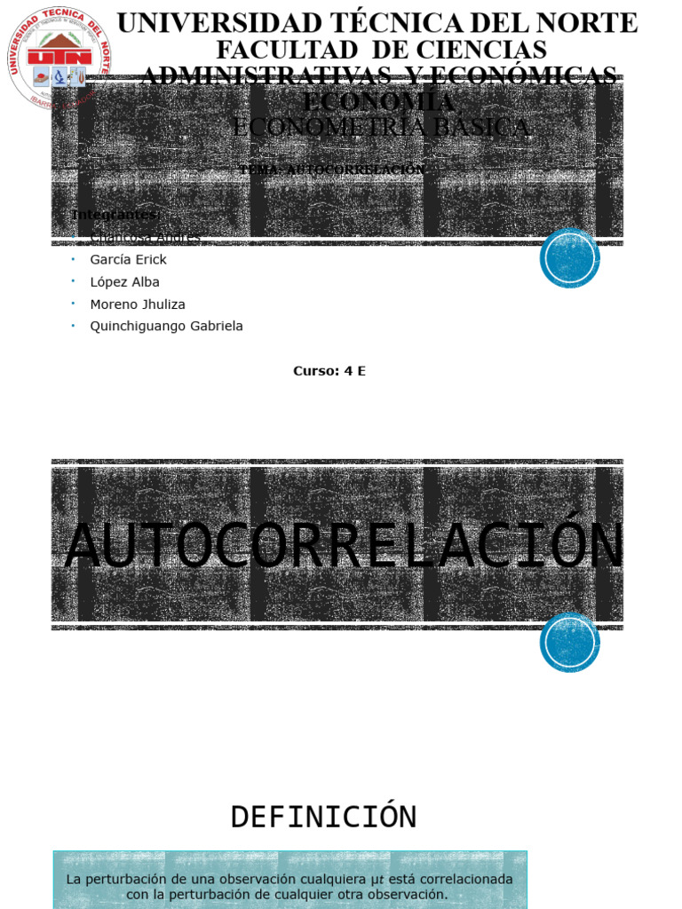 Autocorrelación en Econometría Básica | PDF | Mínimos cuadrados ordinarios | Autocorrelación