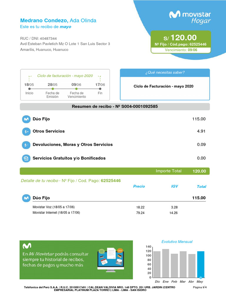 Medrano Condezo, Ada Olinda: Este Es Tu Recibo de Mayo | PDF