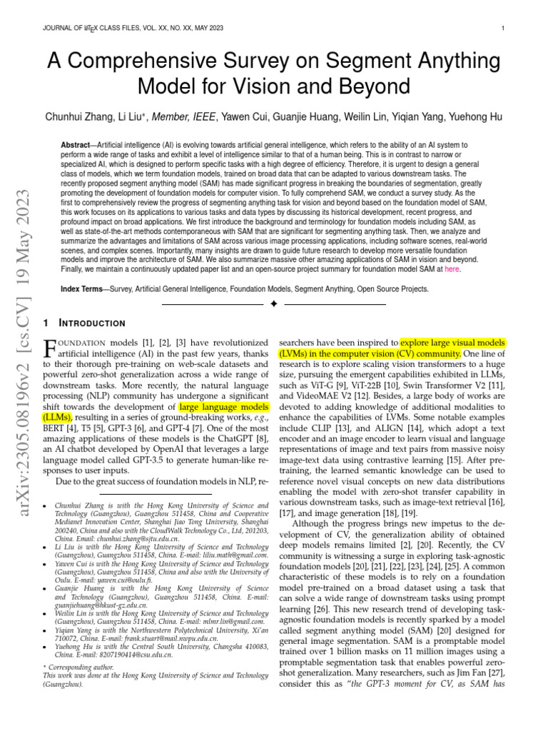 A Comprehensive Survey On Segment Anything Model For Vision and Beyond | PDF | Image ...