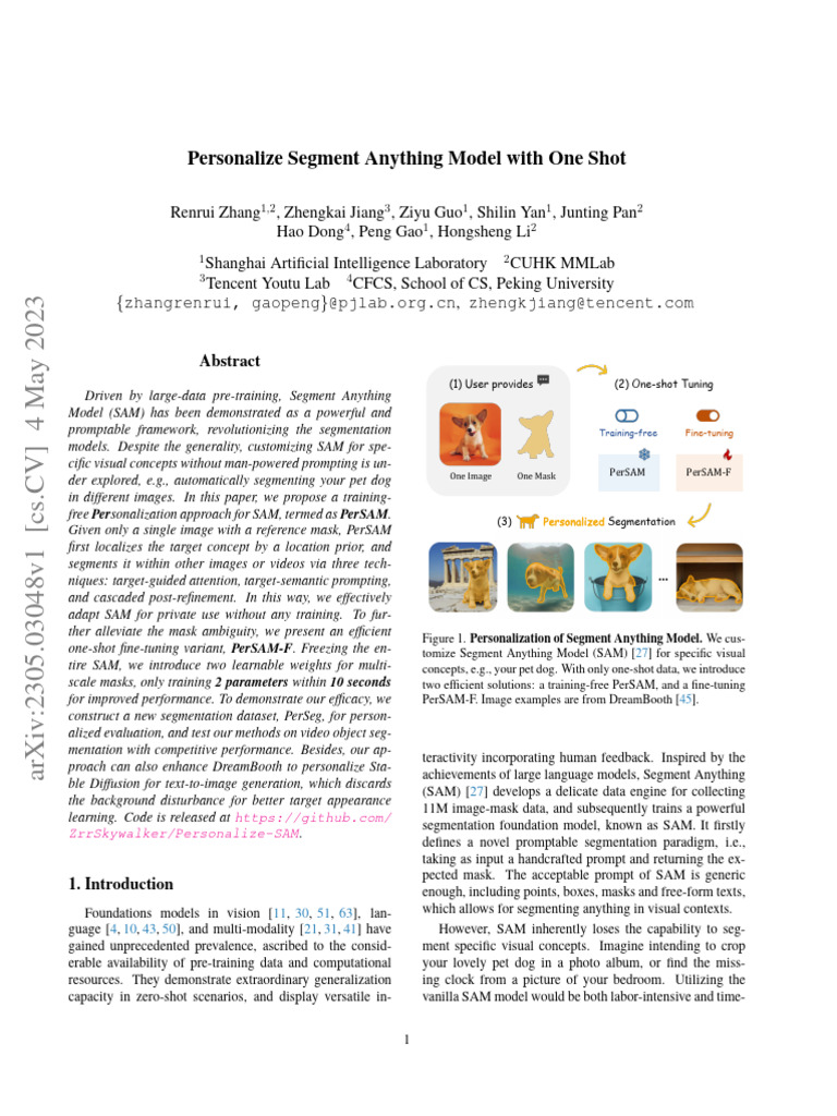 PerSam微调 | PDF | Image Segmentation | Cybernetics