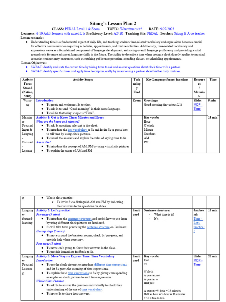 Efolio lp2 Time | PDF