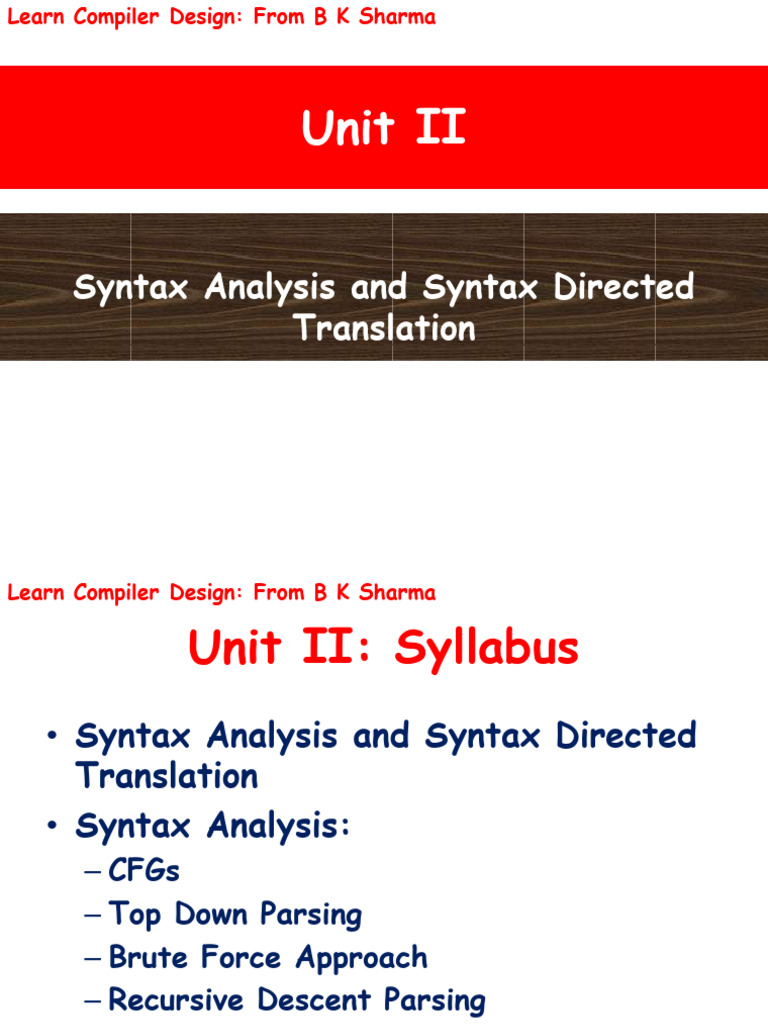 BKS Unit II-Syntax Directed Definitions New | PDF | Parsing | Compiler BKS Unit II-Syntax Directed Definitions New | PDF | Parsing | Compiler