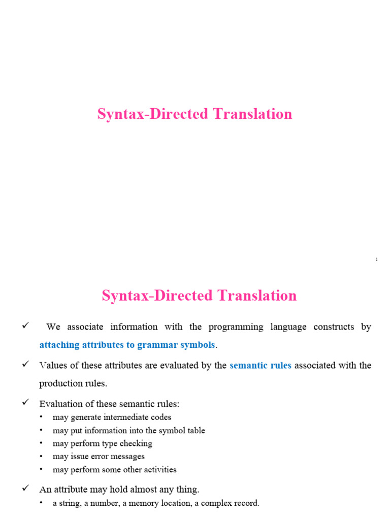 Mod 1 - Syntax Directed Translation | PDF | Parsing | Mathematical Logic Mod 1 - Syntax Directed Translation | PDF | Parsing | Mathematical Logic