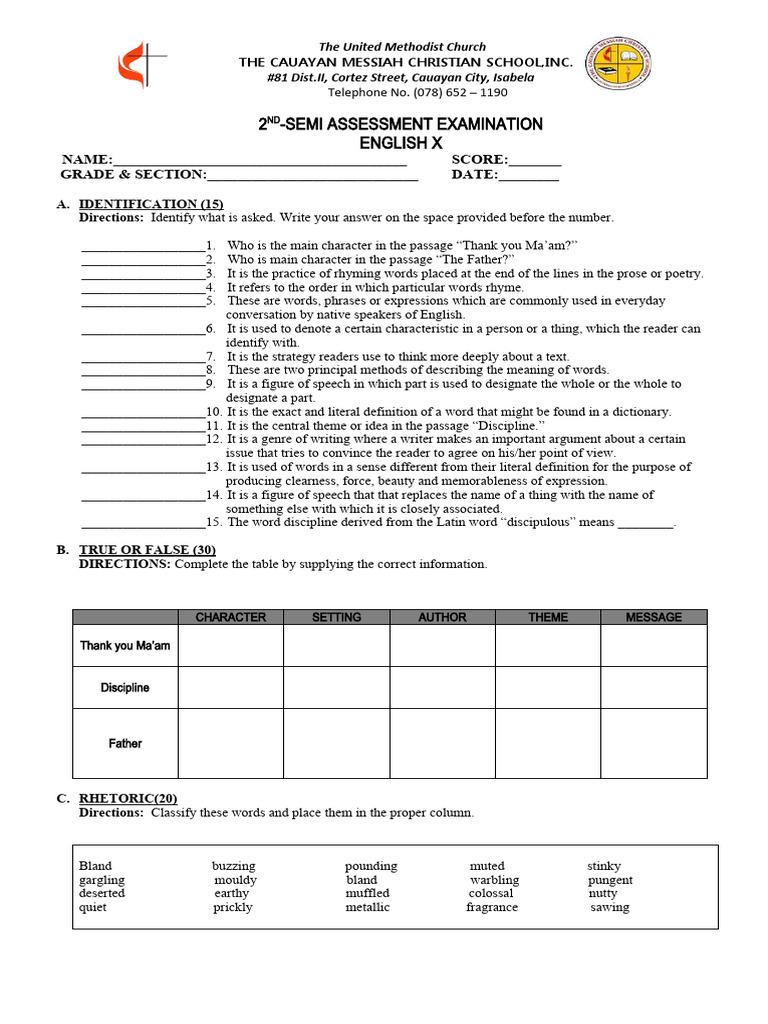 English 10 - 2ND Semi - 2023-2024 | PDF | Word