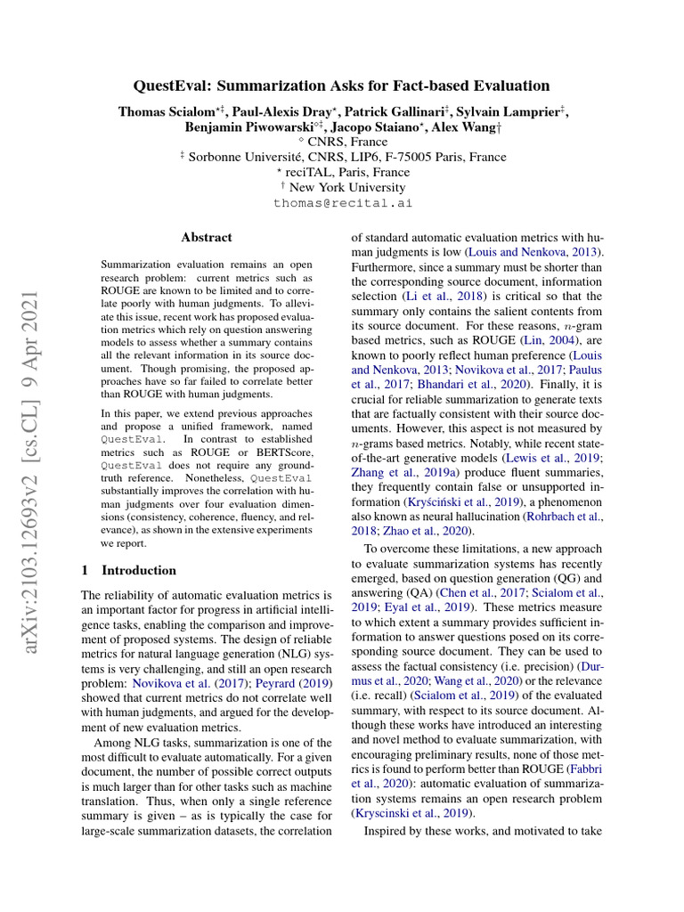 Summary Evaluation | PDF | Information Science | Cognitive Science