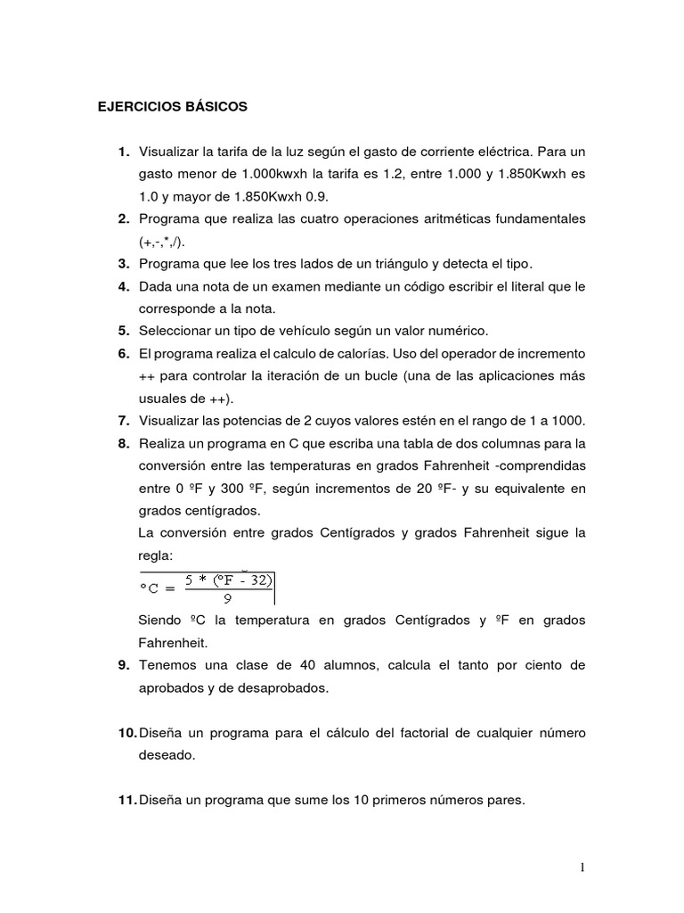 SENTENCIAS DE CONTROL Ejercicios Seleccionados | PDF