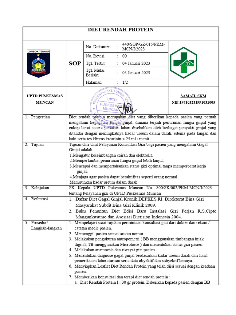Sop Rendah Protein | PDF | Kesehatan Holistik