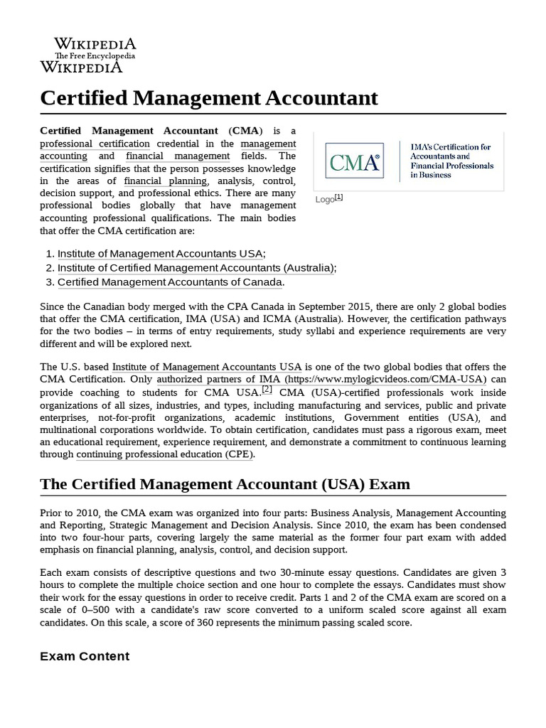 Certified Management Accountant | PDF