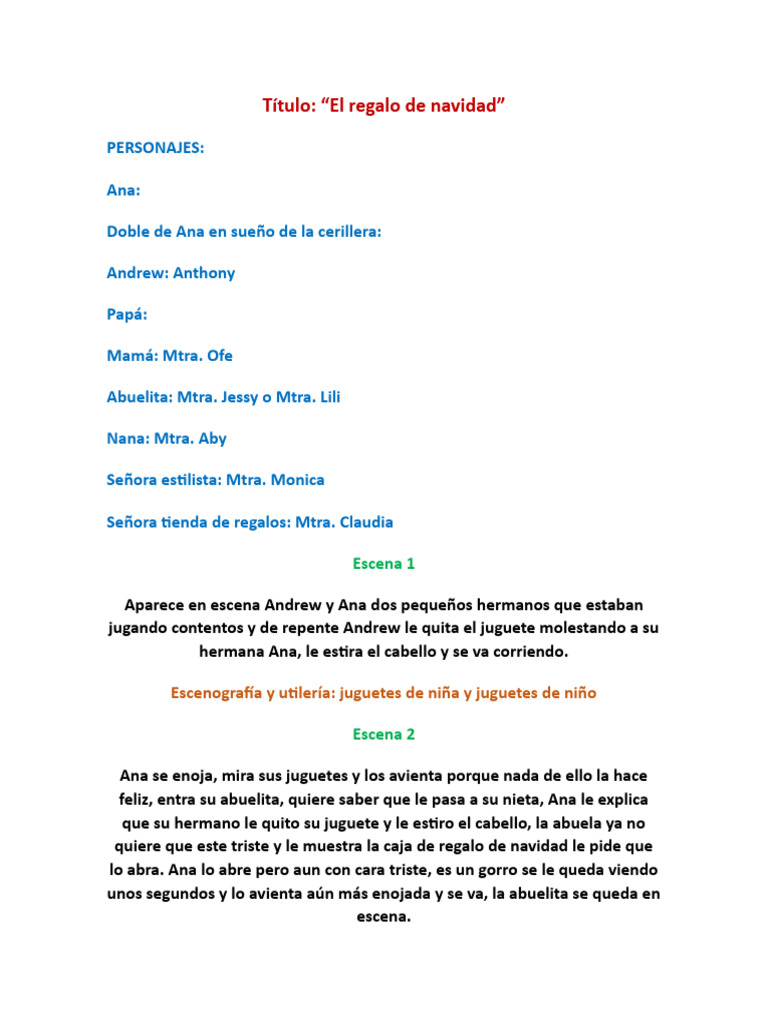 Guion - Obra Teatral Navideña en Mimo | PDF