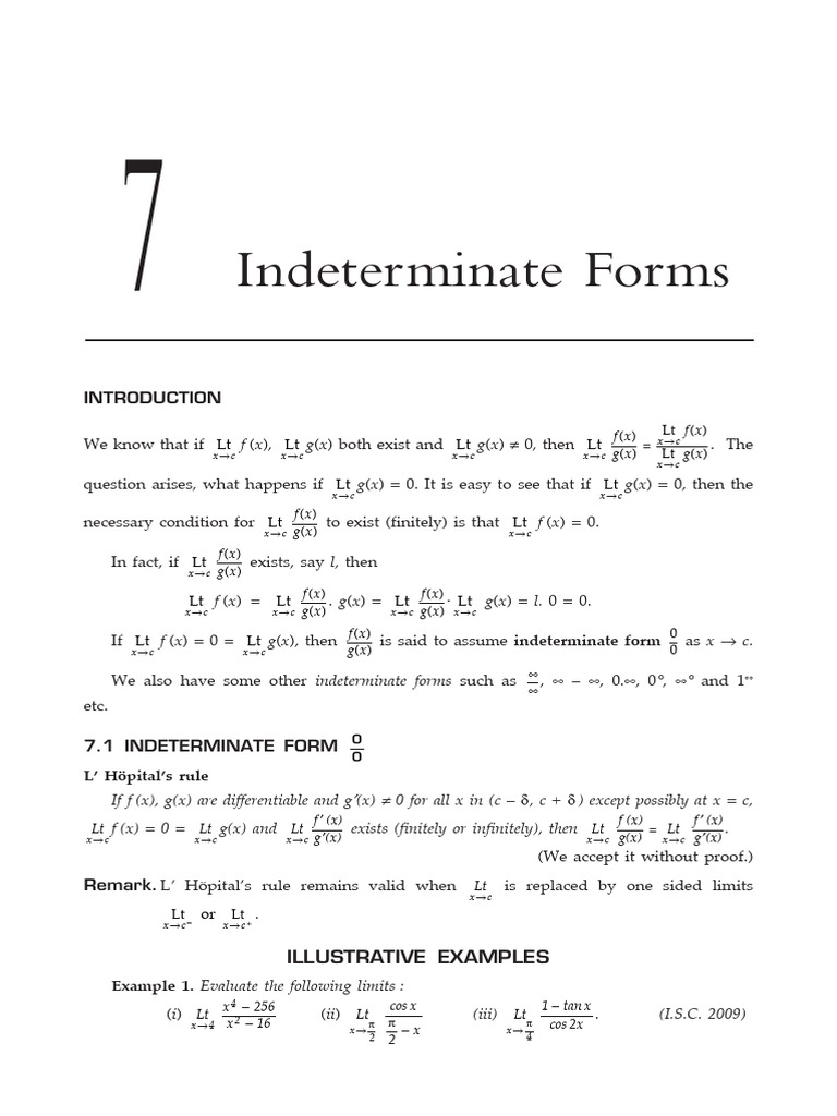 Indeterminate Forms | Download Free PDF | Infinity | Mathematical Relations