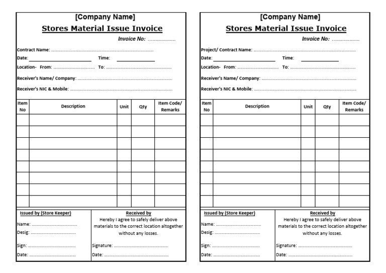 Material Issue Notes (A5) | PDF