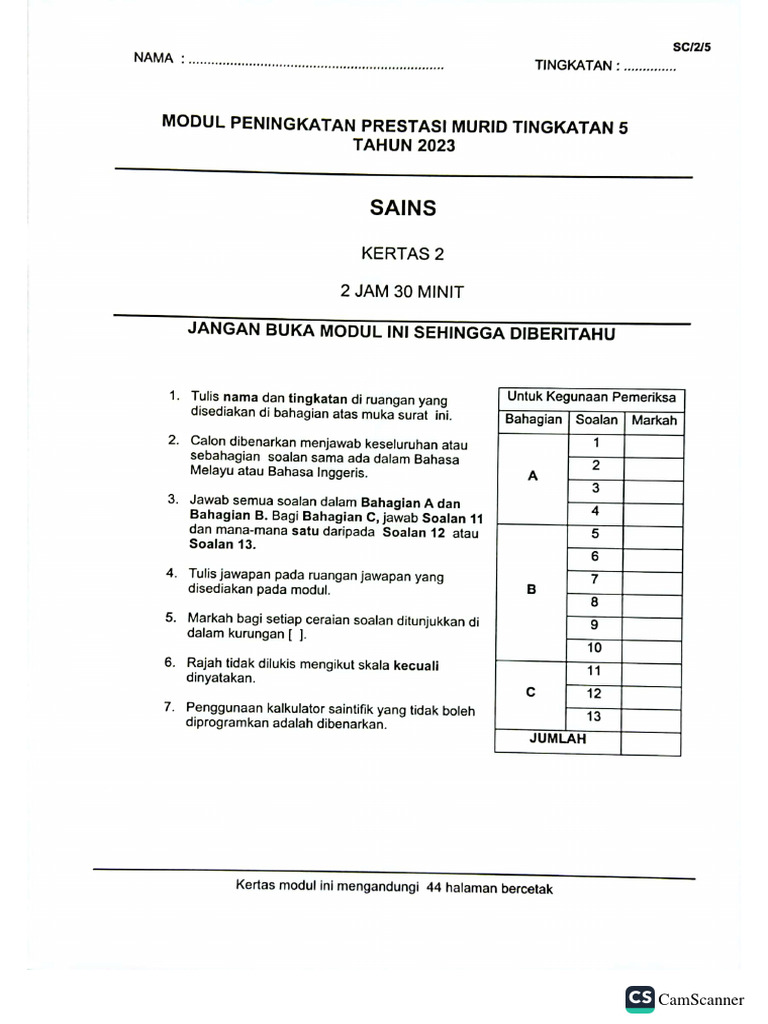 Sains K2 - Trial SPM Kedah 2023 | PDF