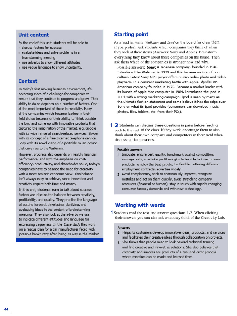 Business Result Advanced TB - Unit 6 - Progress | PDF | I Pod ...