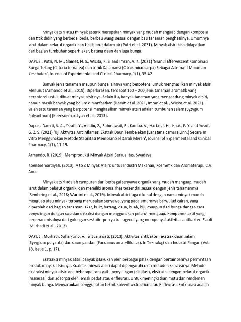 Dastor Dan Dapus Minyak Atsiri | PDF | Kesehatan Holistik