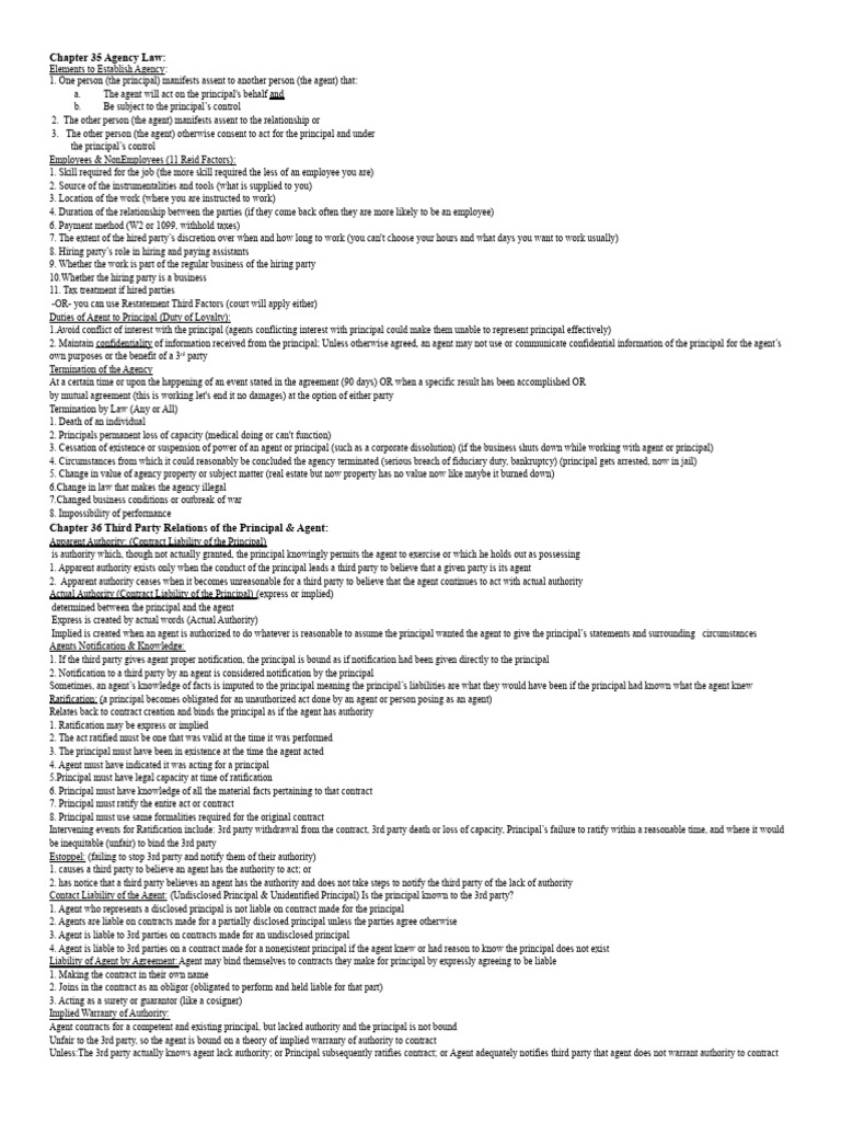 BLAW 308 CH 353651 Cheat Sheet Revised | PDF | Law Of Agency | Legal ... BLAW 308 CH 353651 Cheat Sheet Revised | PDF | Law Of Agency | Legal ...