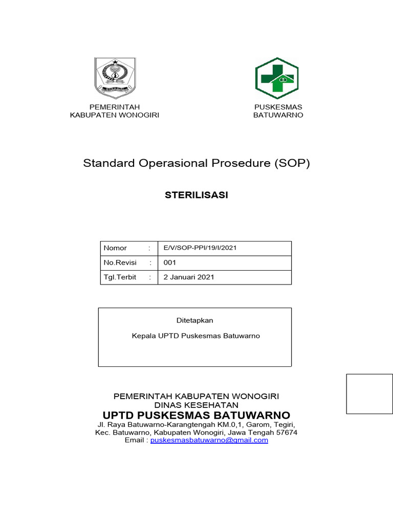 SOP Sterilisasi | PDF