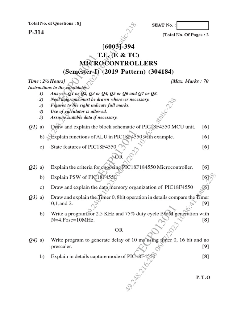 SPPU Microcontrollers M1 Paper Pattern 2024 | PDF | Computing ...