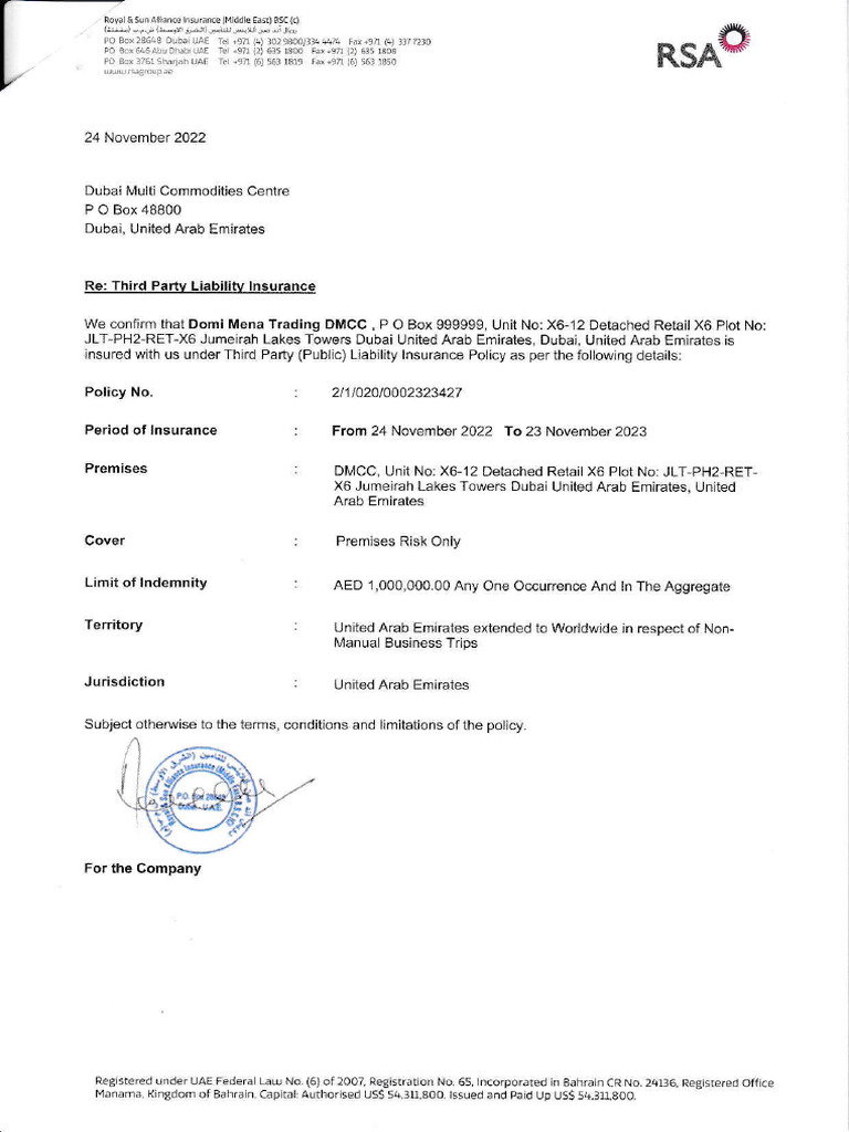 Third Party Liability Insurance | PDF