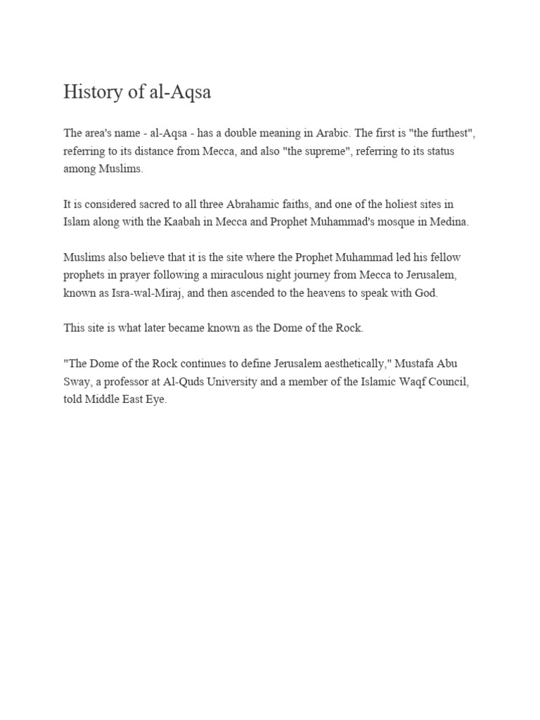 History of Aqsa | PDF | Temple Mount | Israel