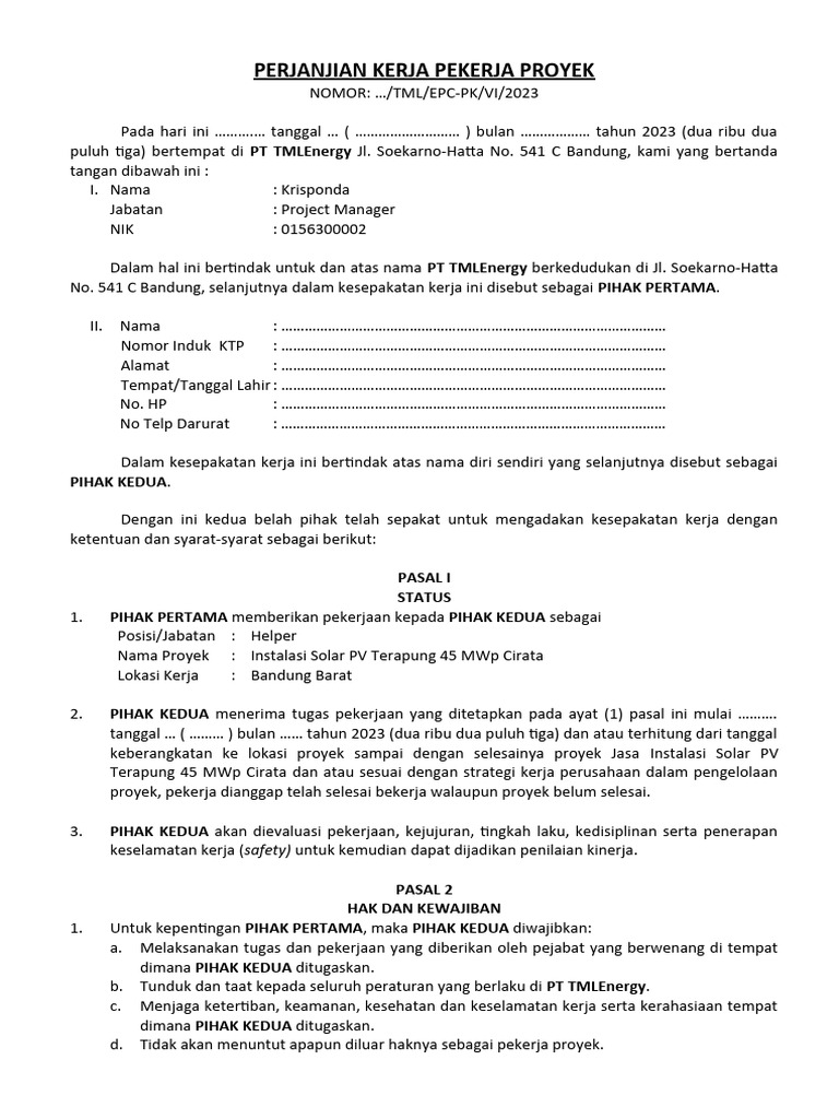 Gaji Pekerja Proyek TML Energy | PDF | Teknologi & Rekayasa