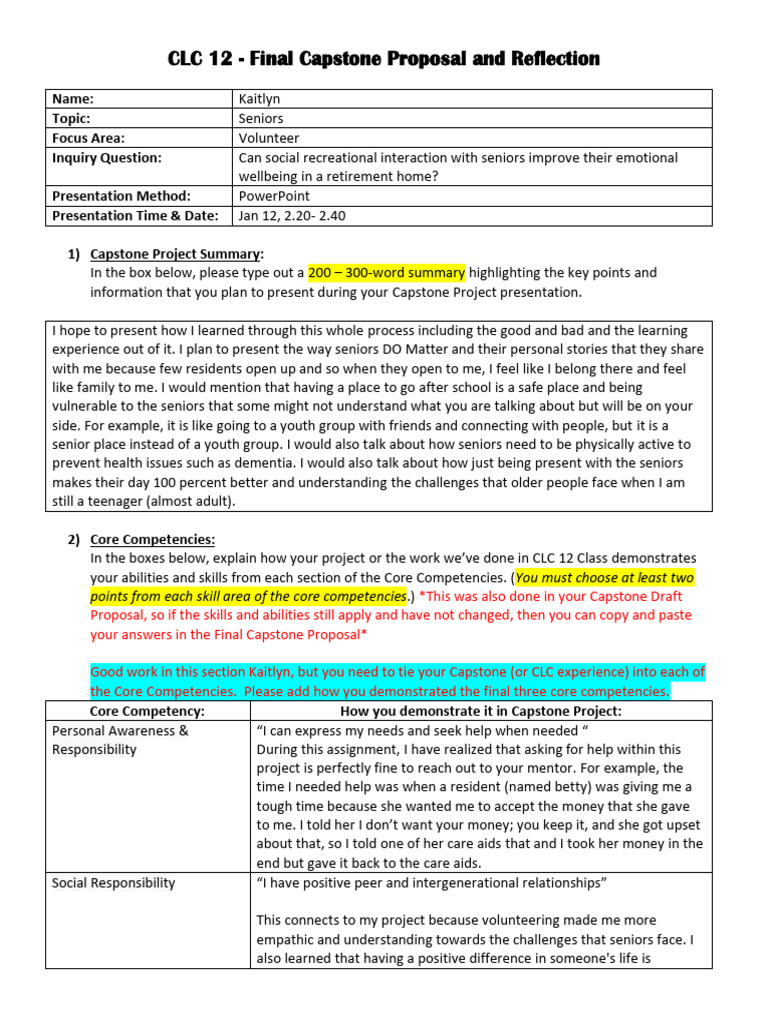 CLC 12-Combined Final Capstone Proposal Ref | PDF | Dementia | Experience