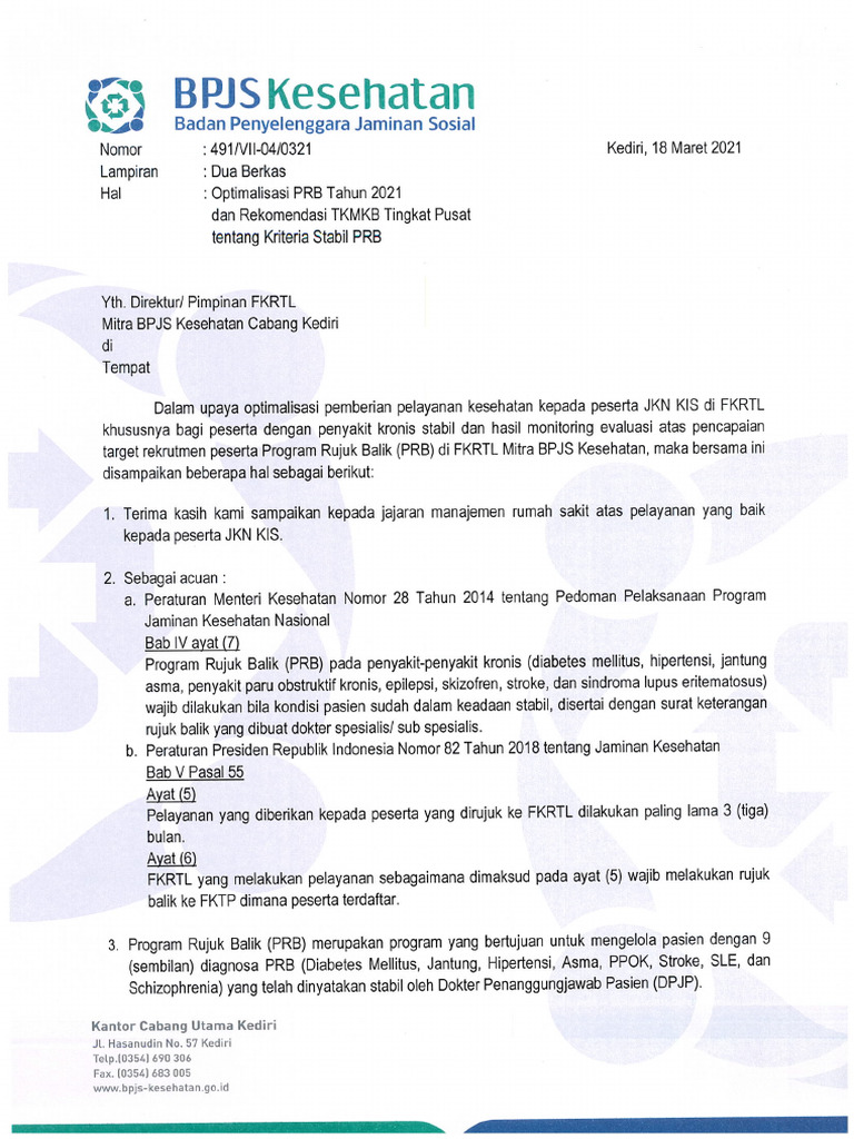 491 Optimalisasi Prb Dan Rekomendasi Tkmkb Kriteria Stabil 1 Pdf