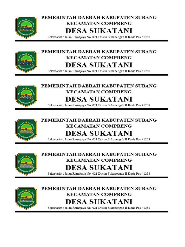 Kop Surat Desa Sukatani Subang | PDF