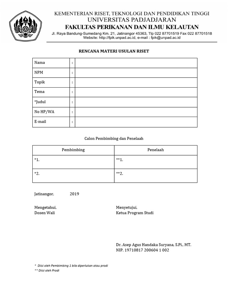 TEMPLATE-FORM-MANUAL-RENCANA-MATERI-USULAN-RISET-perikanan | PDF