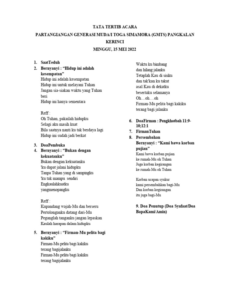 TATA IBADAH PARTA GMTS 15 MEI 2022-Dikonversi | PDF