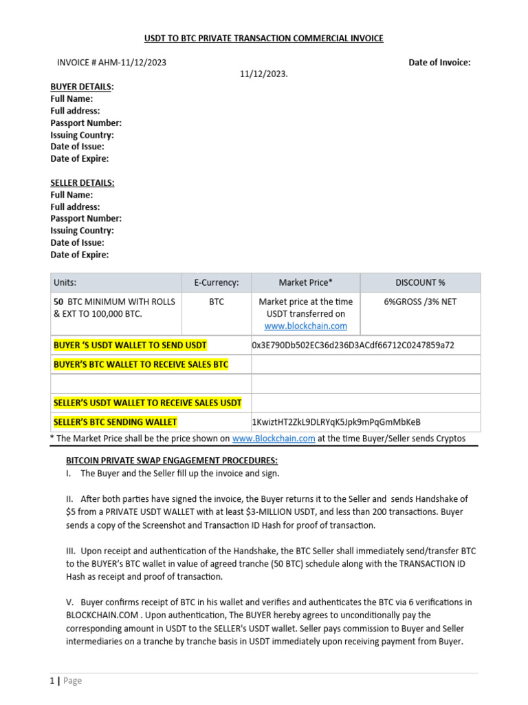 3m Usdt INVOICE - BTC USDT - SWAP 2023 | PDF | Bitcoin | Invoice