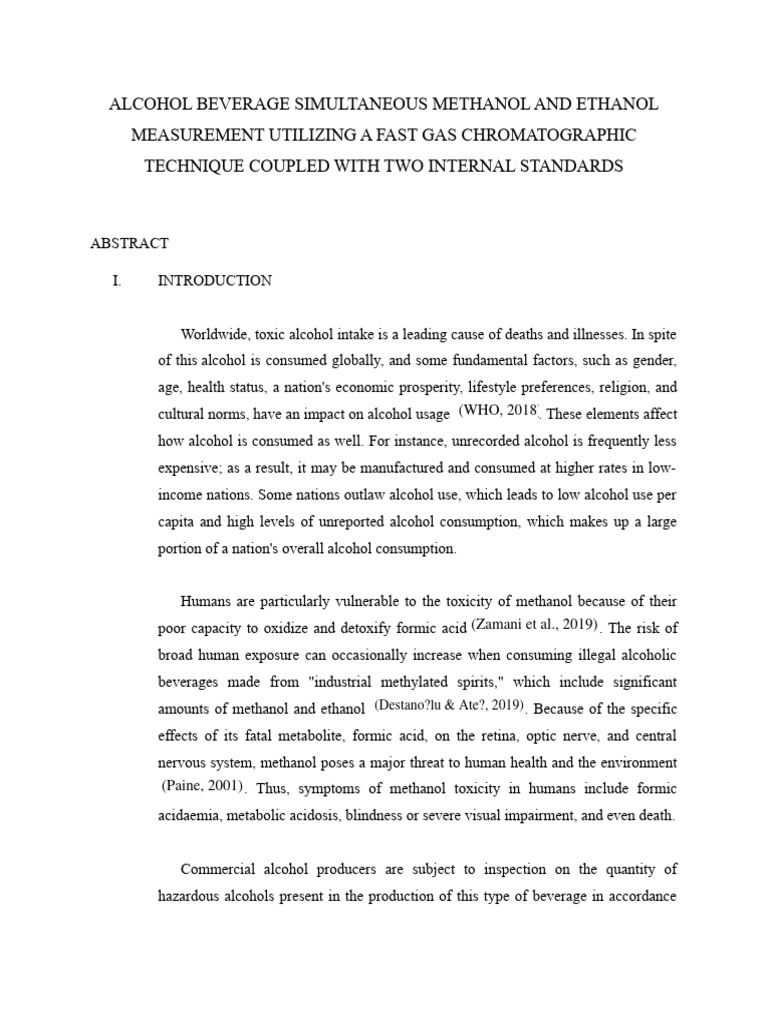 Alcohol Beverage Simultaneous Methanol and Ethanol Measurement ...
