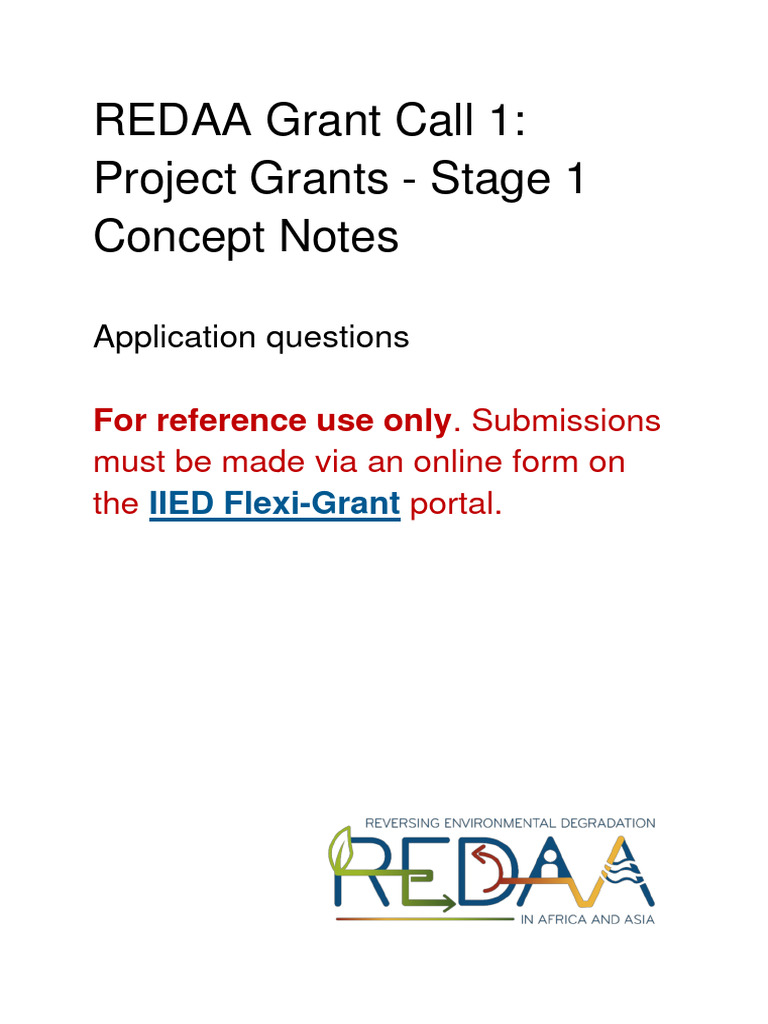 Application Questions - Grant Call 1 | PDF