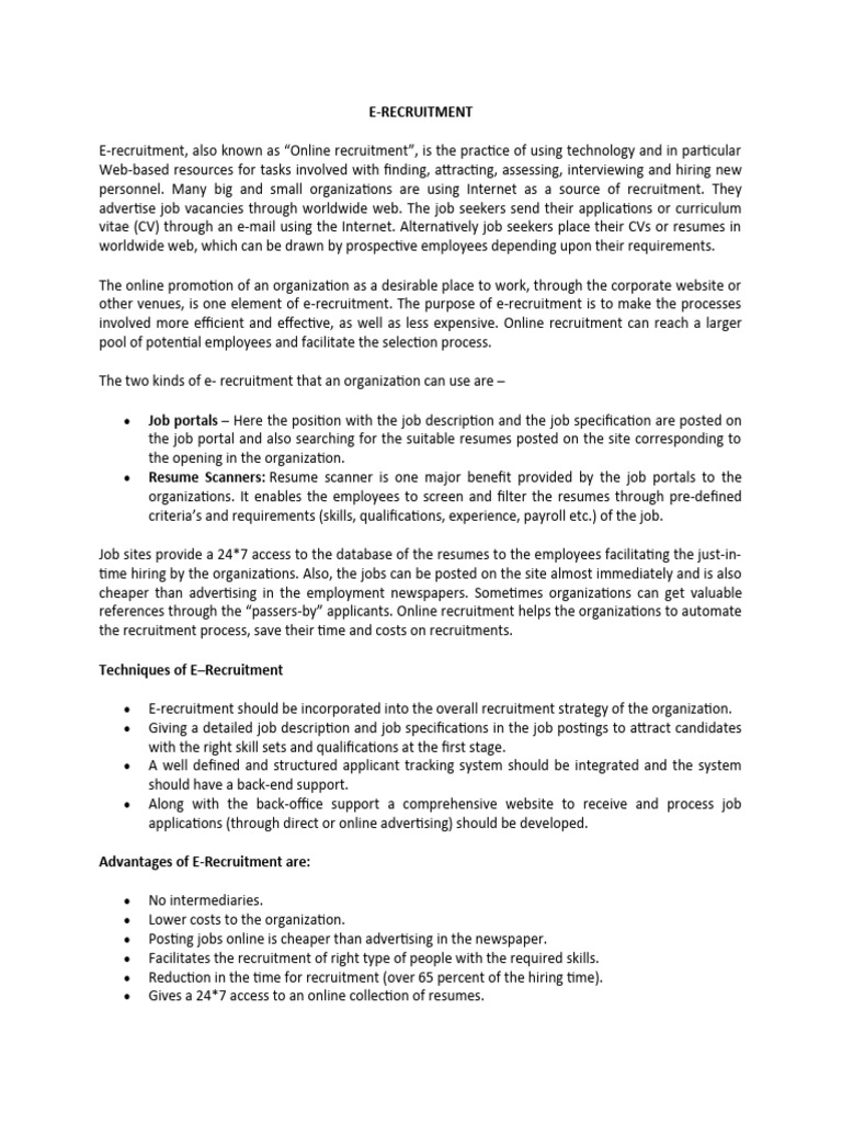 Sources of E Recruitment | PDF | Career & Growth | Business