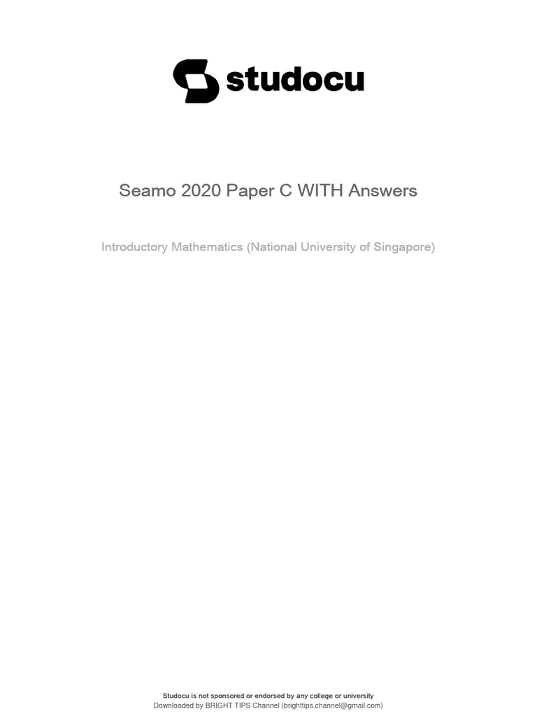 Seamo 2020 Paper C With Answers | PDF