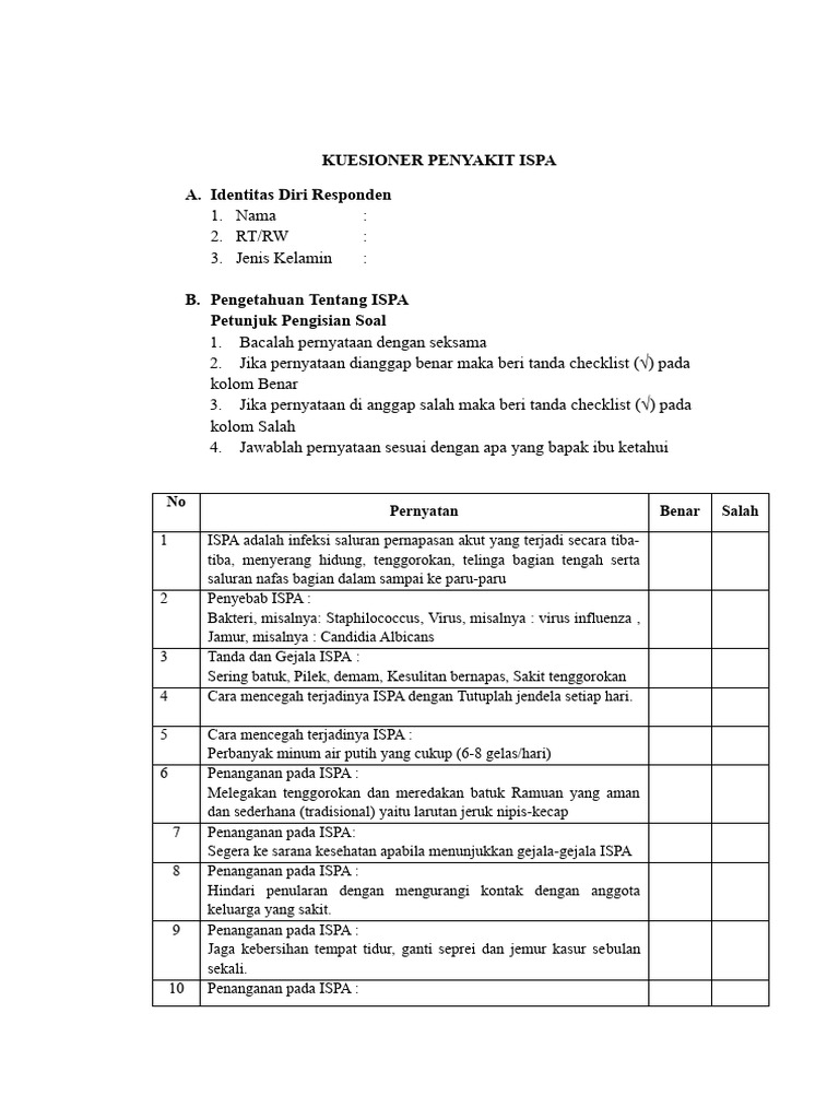 Kuesioner Ispa | PDF