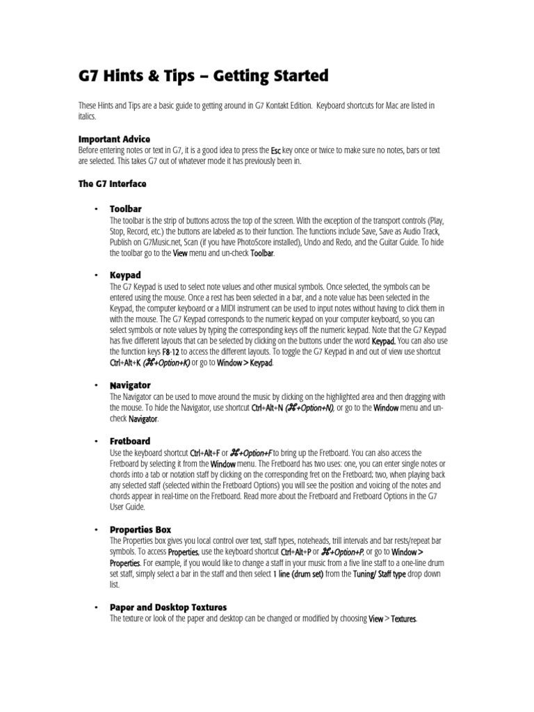 G7Hints&Tips GetStarted | PDF | Computer Keyboard | Keyboard Shortcut