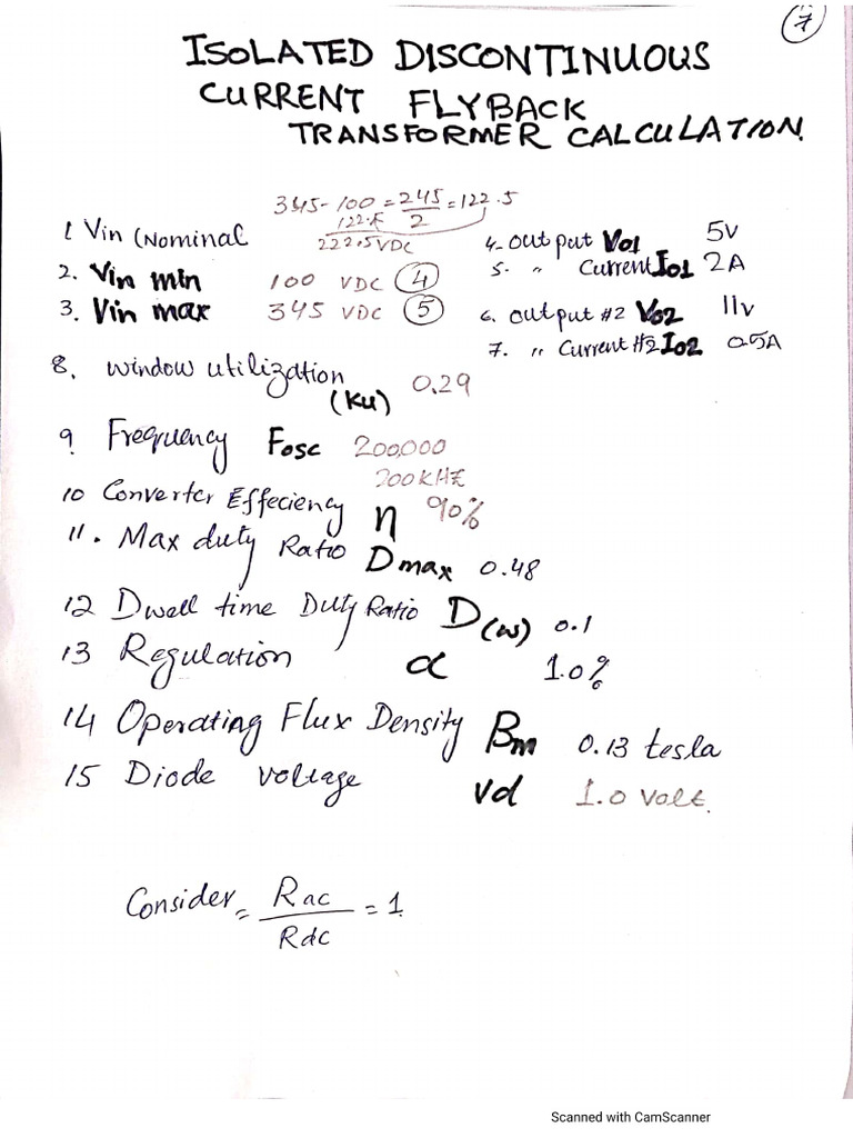 Flyback Transformer Design Calculation | PDF