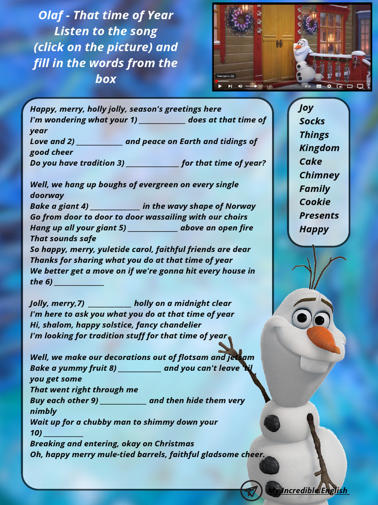 Olaf's Adventure - Listening | PDF | Christmas And Holiday Season ...