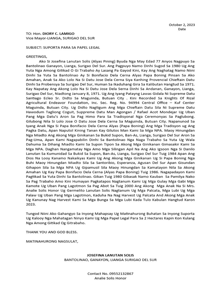 Sulat Ni Mama Pining | PDF