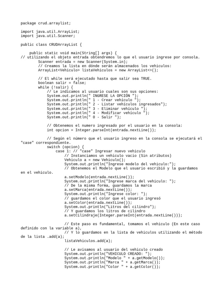 CRUDArrayList | PDF | Java (lenguaje de programación) | Programación de computadoras