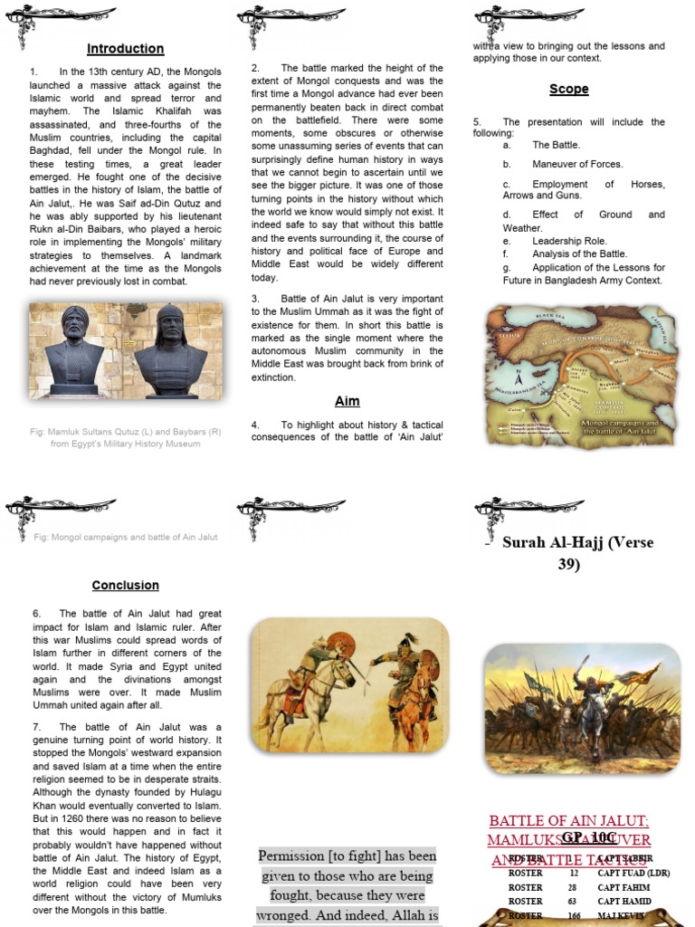 Brochure Ain Jalut Capt Sabbir | PDF | Middle Ages