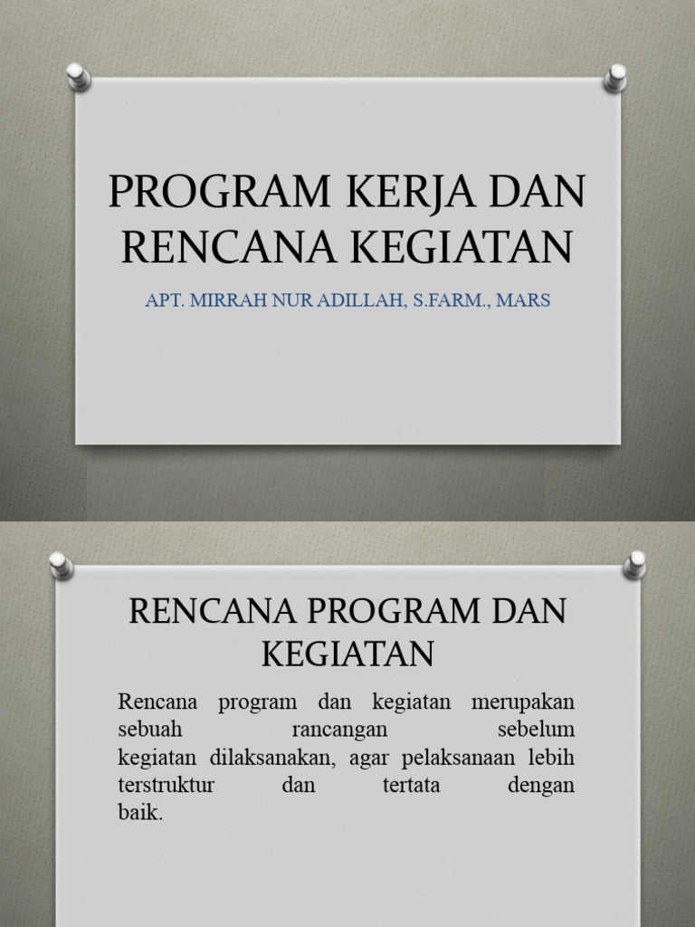 Program Kerja Dan Rencana Kegiatan Kerja | PDF