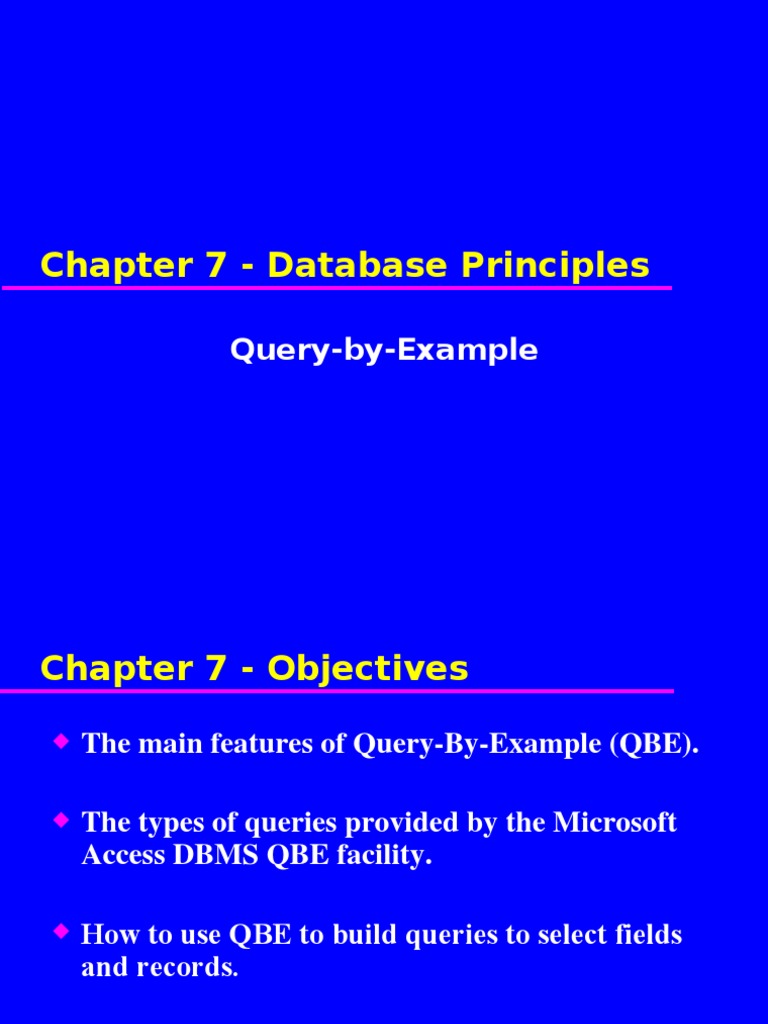 Chapter07 Qbe Examples Microsoft Access Databases