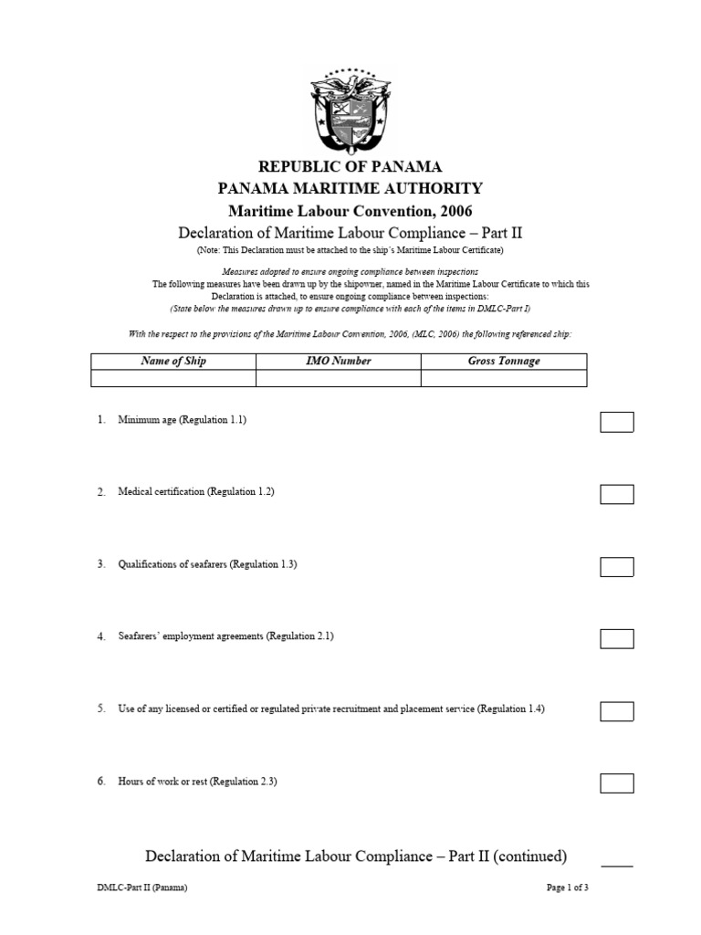 Panama MMC 269 DMLC Part II Form | PDF