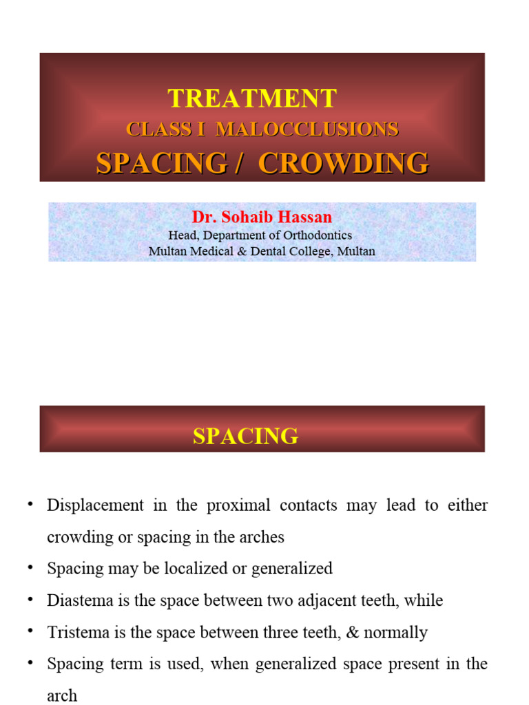 Management of Class I Spacing | PDF | Orthodontics | Tooth