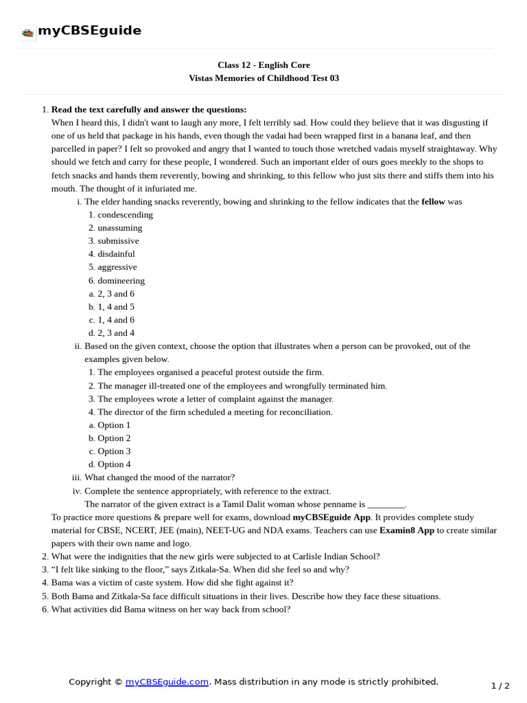 12 Engcore Vmemoriesofchildhood Tp03 | PDF | Social Science