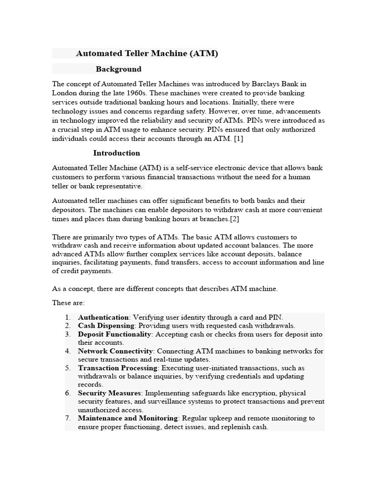 Automated Teller Machine | PDF | Automated Teller Machine | Personal Identification Number