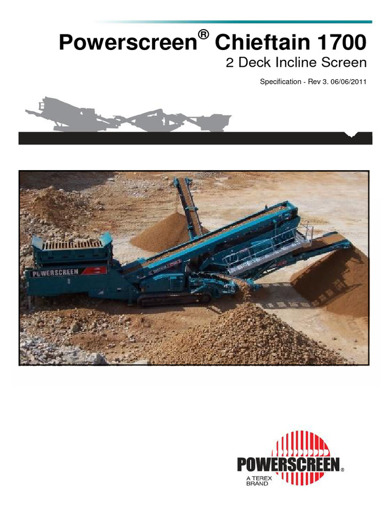 PDF Powerscreen Chieftain 1700 Tech Spec Rev 3 06-06-2011 Chieftain | PDF