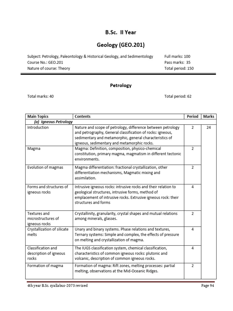 B.Sc. Geology II Year Syllabus Overview | PDF | Igneous Rock | Rock (Geology)